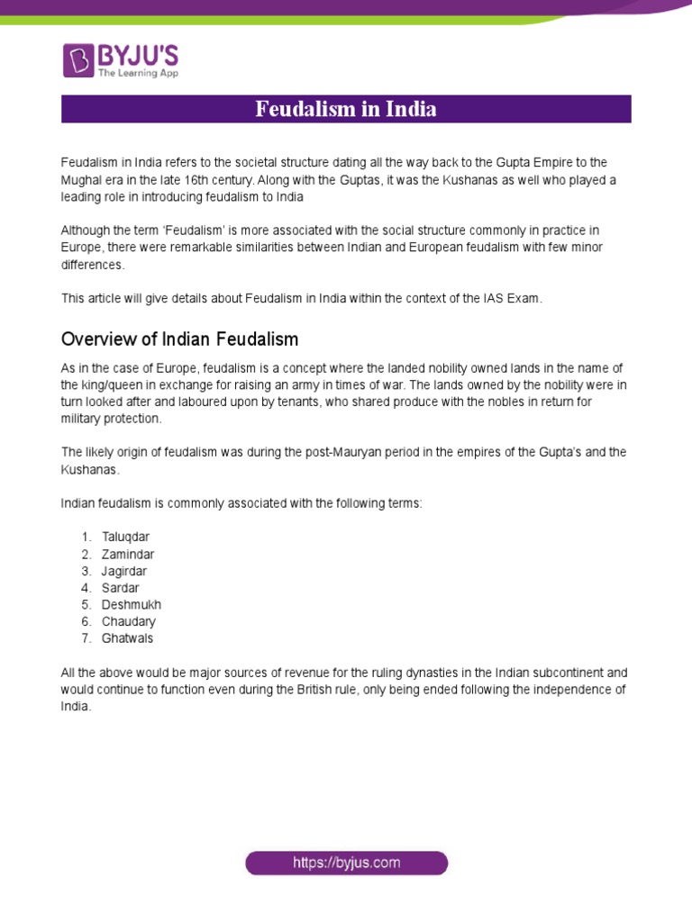 Feudalism in India | PDF | Feudalism | Corporatism