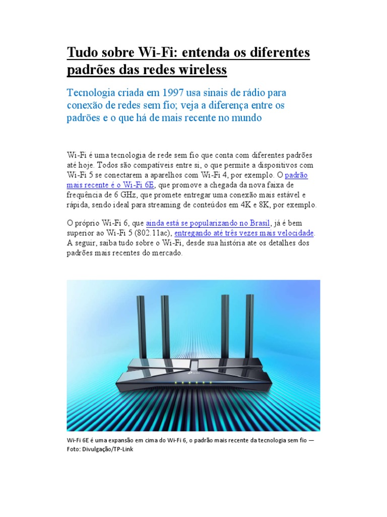 Redes Wi-Fi | PDF | Wi-Fi | Rede de computadores