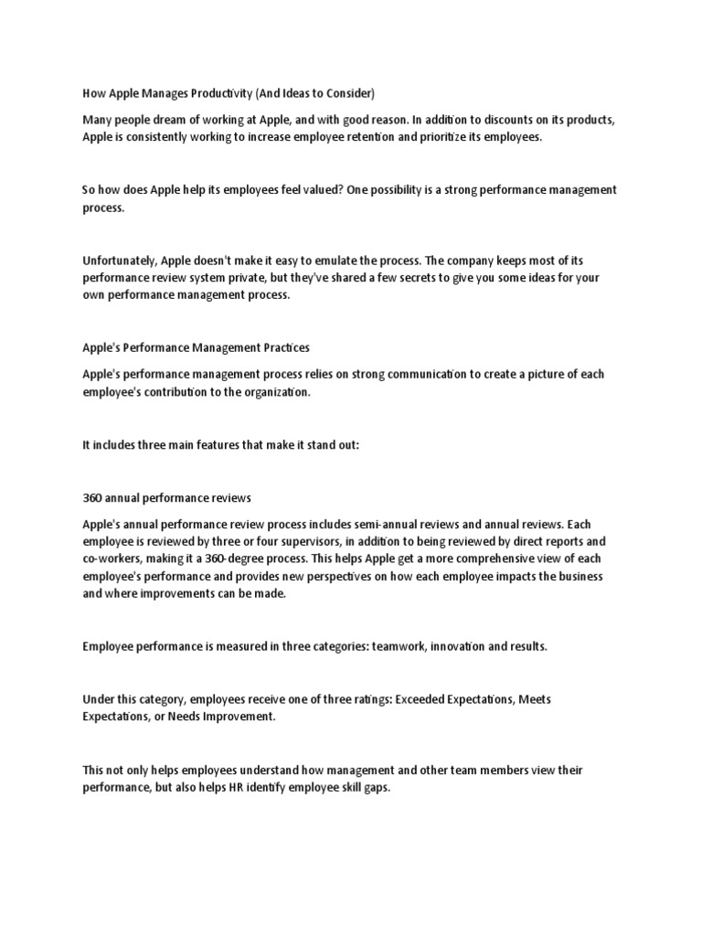 Apple’s Employee Performance Management Insights | PDF | Performance ...