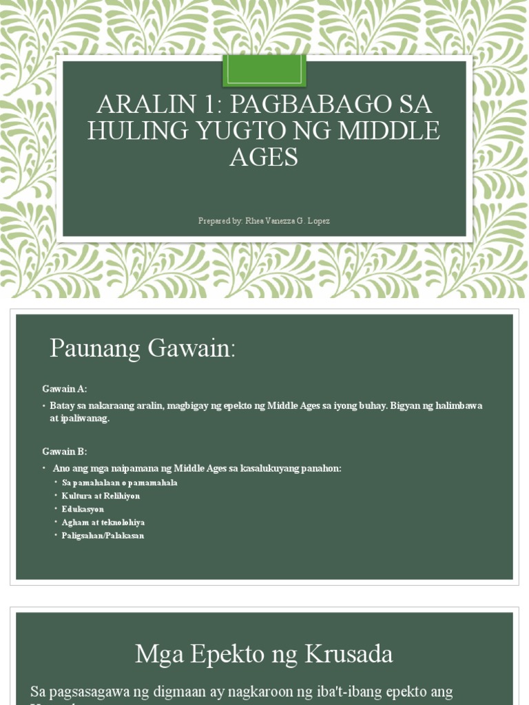 ARALIN 1 Middle Ages | PDF