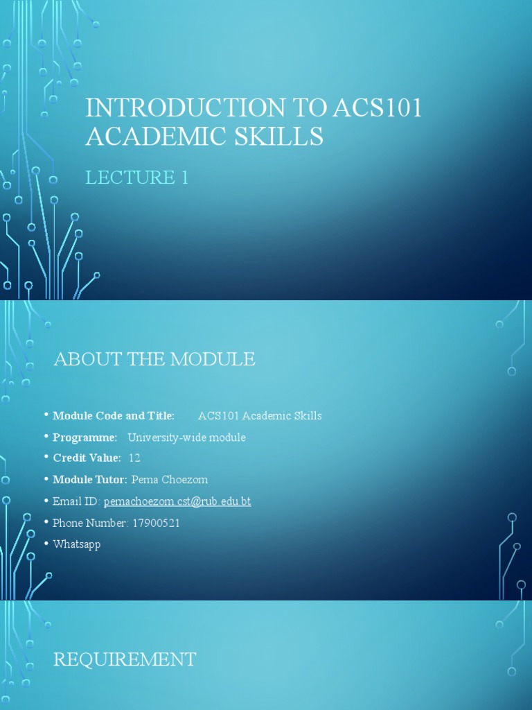 Lecture 1 Introduction To ACS101 | PDF | Educational Assessment | Essays