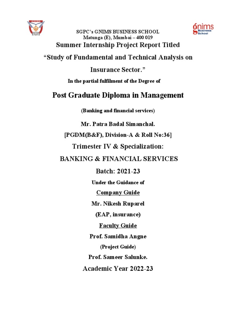 Project PG (B&F) 36.badal Patra. | PDF | Insurance | Life Insurance