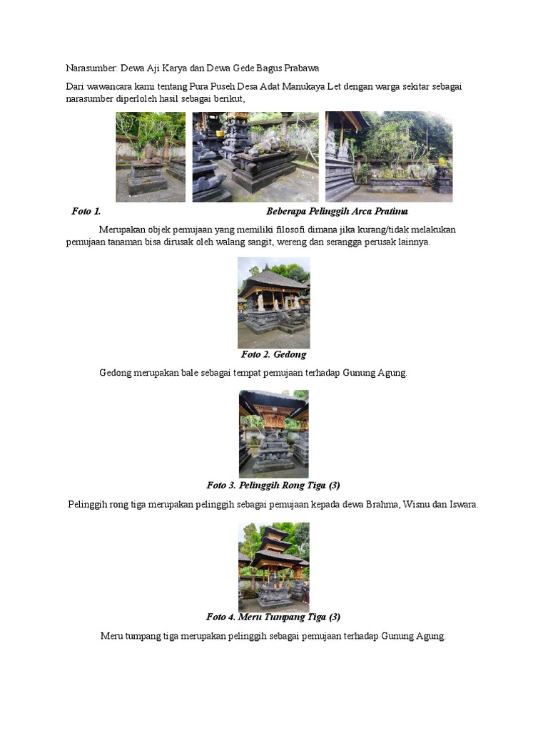 Foto 1. Beberapa Pelinggih Arca Pratima | PDF