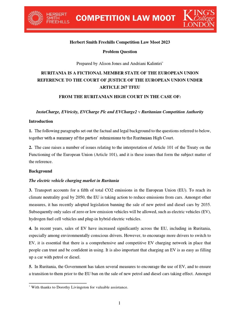 "EV Charging Competition Law Moot 2023" | PDF | Electric Vehicle ...