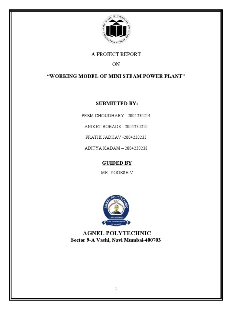 Design and Fabrication of a Mini Steam Power Plant Model for ...
