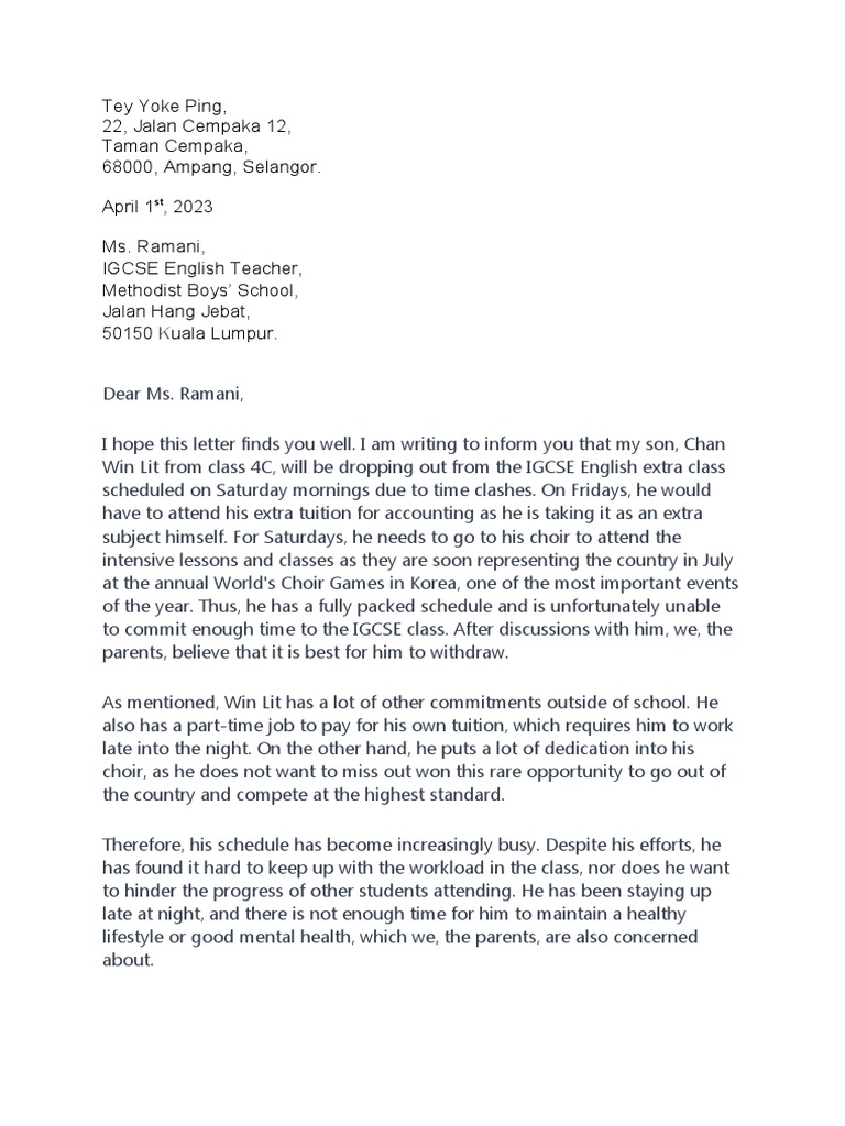 Drop Out Letter | PDF