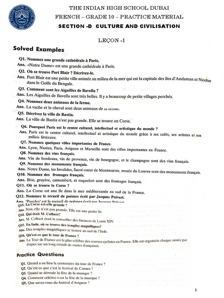 Grade 10 - Culture and Civilisation - Term 1 | PDF