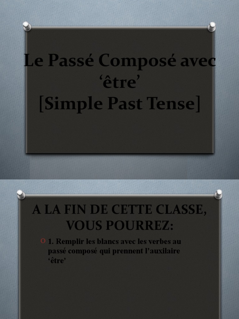 Le Passe Compose - Etre Auxilaire | PDF | Linguistique | Grammaire