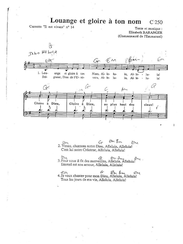 C250 Louange Et Gloire A Ton Nom | PDF
