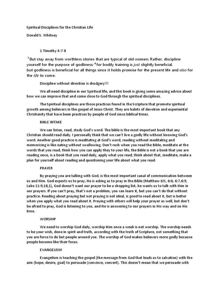 Spiritual Disciplines for Growth | PDF | Prayer | God