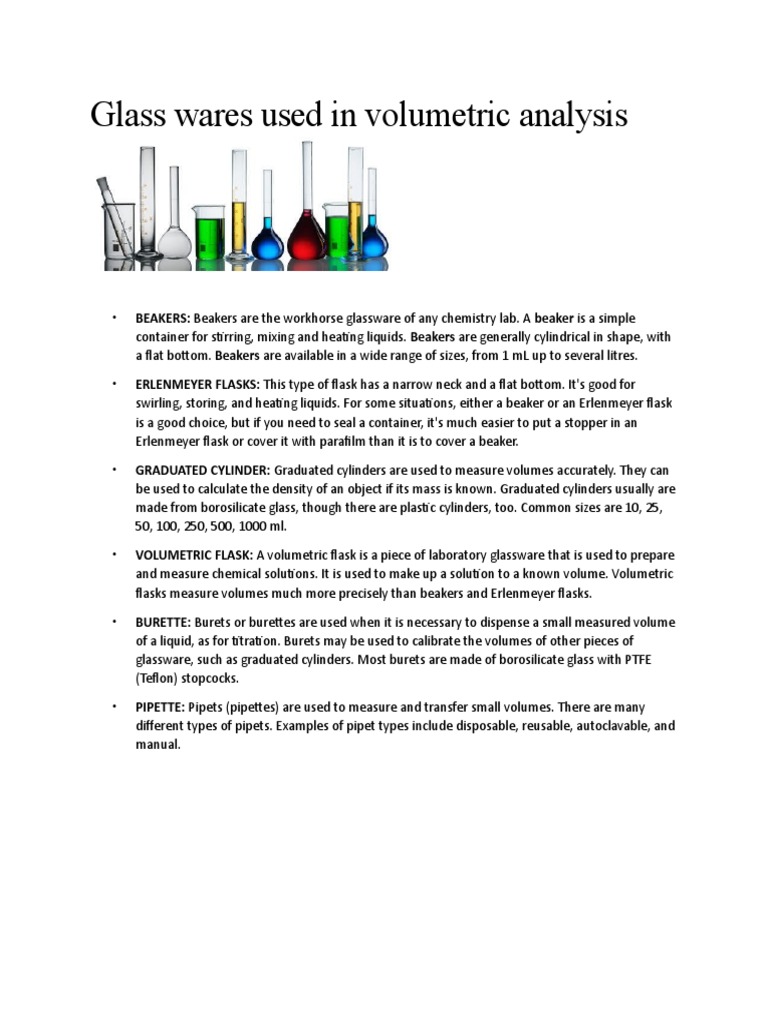 Glassware for Volumetric Analysis | PDF | Cooking, Food & Wine