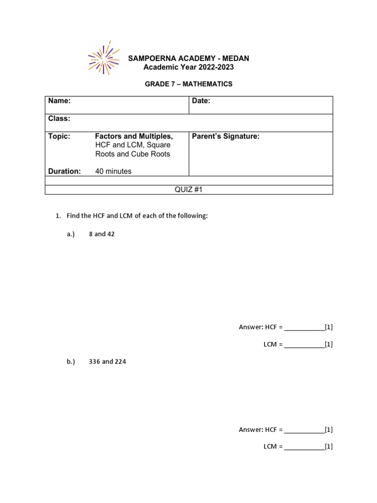 Quiz #1 (Chapter 1 Factors and Multiples | PDF | Numbers | Mathematical ... Quiz #1 (Chapter 1 Factors and Multiples | PDF | Numbers | Mathematical ...