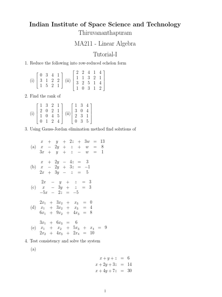 Tutorial 1 Pdf Eigenvalues And Eigenvectors Functions And Mappings