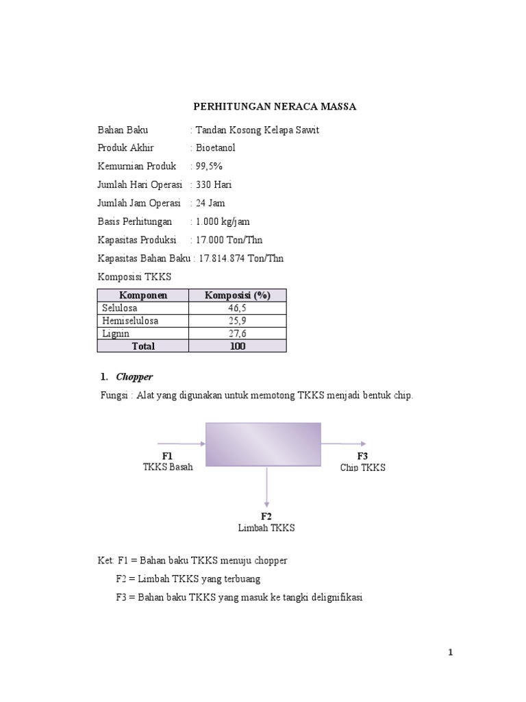 Perhitungan Neraca Massa | PDF