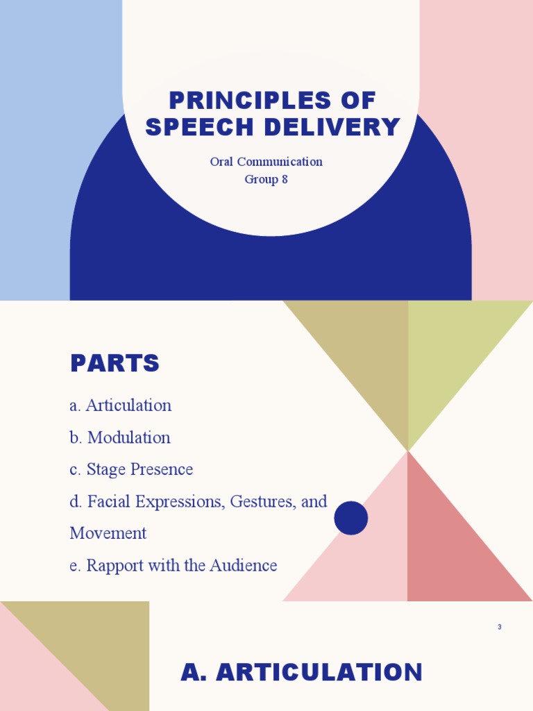 PRINCIPLES OF SPEECH DELIVERY Group8 Oralcomm | PDF | Gesture | Speech