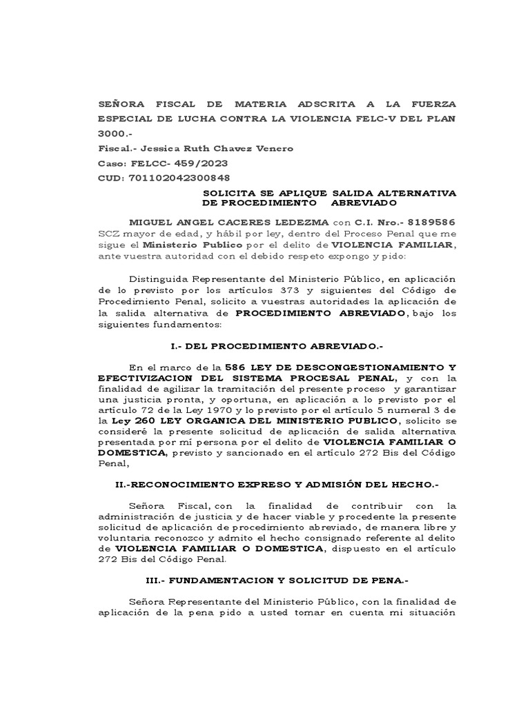 Solicita Procedimiento Abreviado | PDF | Procedimiento Criminal | Castigos