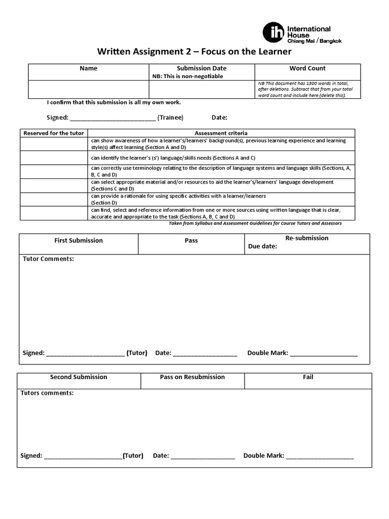 CELTA Assignment 2 - FOTL 2017 New Version Dec17 | PDF | Learning ...