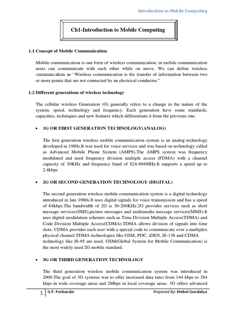 Ch1-Mobile Computing | PDF | Channel Access Method | Cellular Network