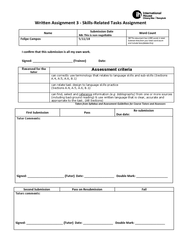 Celta Assignment 3 Lsrt Skills D Round The World Pdf Reading