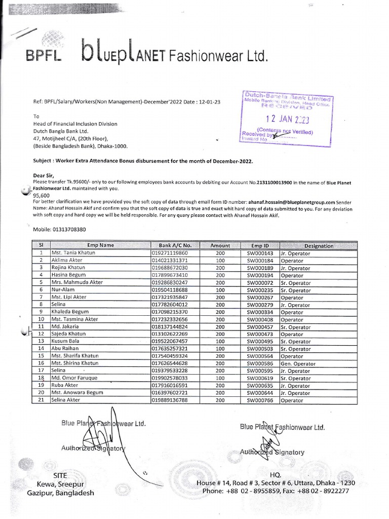 Extre Attendance Bonus | PDF