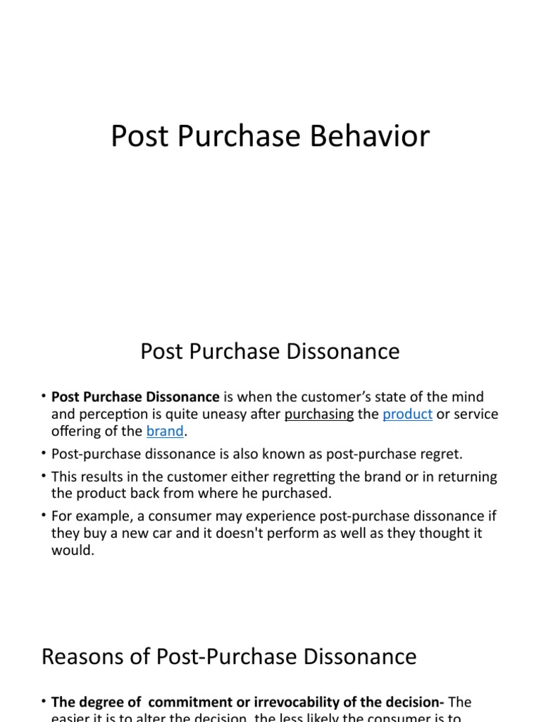 Understanding Post-Purchase Behavior | PDF | Marketing | Brand