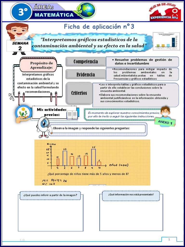 3° Ficha de Aplicación-Sesión3-Sem.2-Exp.4-Matemática | PDF | Estadísticas | Evaluación