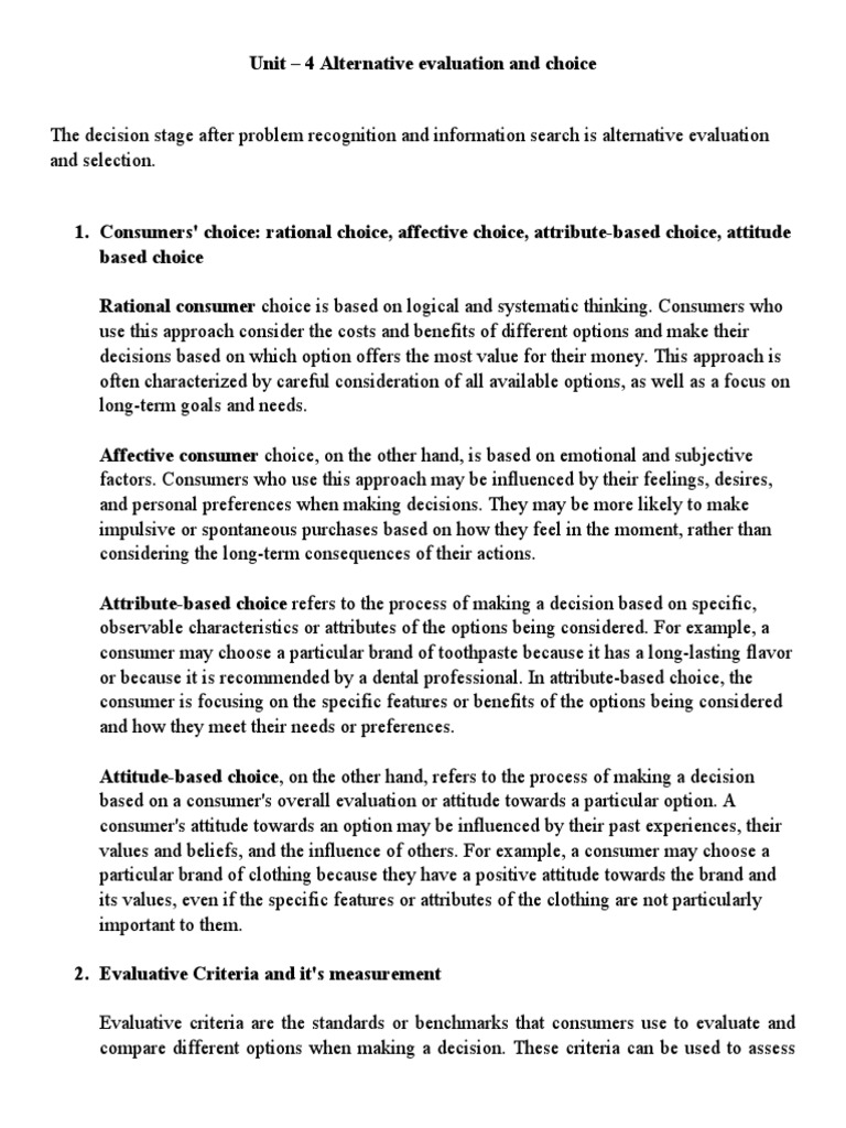 Alternative Evaluation in Consumer Choice | PDF | Choice | Focus Group