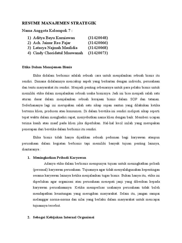 RESUME Manajemen Operasi | PDF