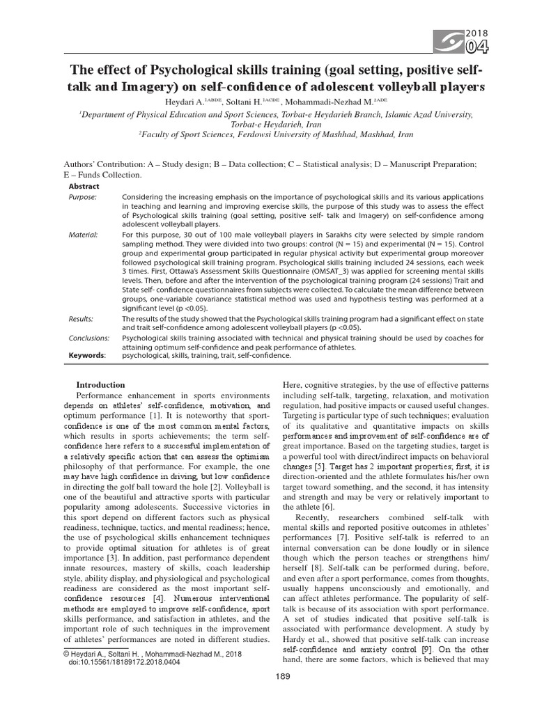 The Effect of Psychological Skills Training Goal Setting Positive ...