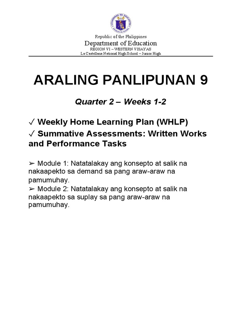 Araling Panlipunan 9: Quarter 2 - Weeks 1-2 | PDF