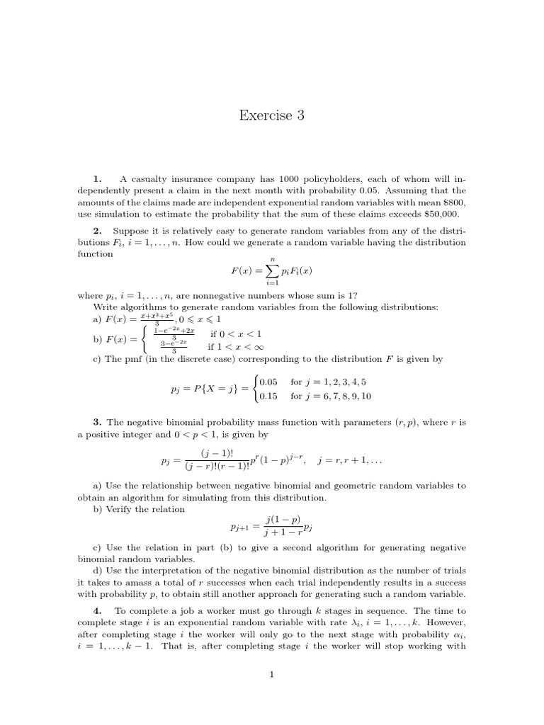 Exercise 3 | PDF | Probability Distribution | Random Variable