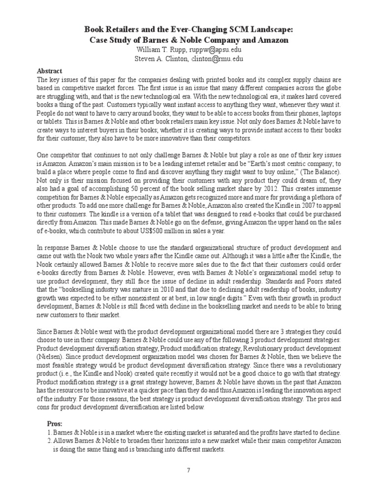 Book Retailers and The Ever-Changing SCM Landscape - Case Study of | PDF | Barnes & Noble ...