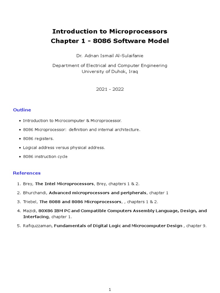 An Introduction To The 8086 Microprocessor Software Model And Architecture Pdf Central