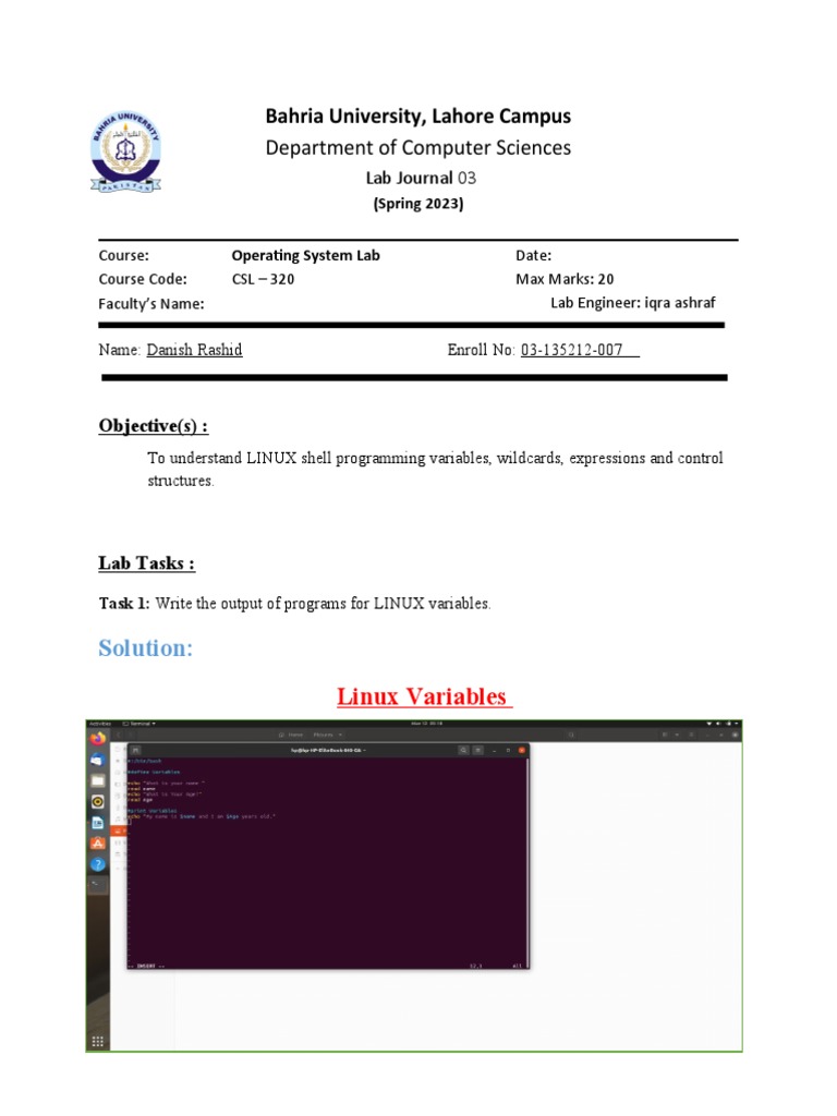 OS Lab Journal 3-007 | Download Free PDF | Parameter (Computer ...