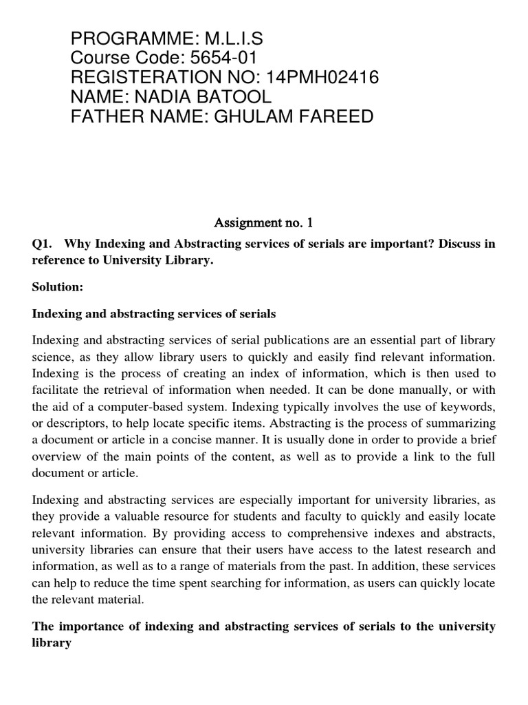 Importance of Indexing in Libraries | PDF | Libraries | Search Engine ...