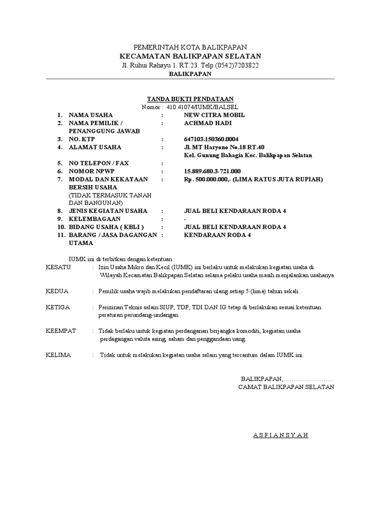 Siup Kecamatan | PDF