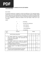 11 Supervised Industry Training or On The Job Training Evaluation Form ...