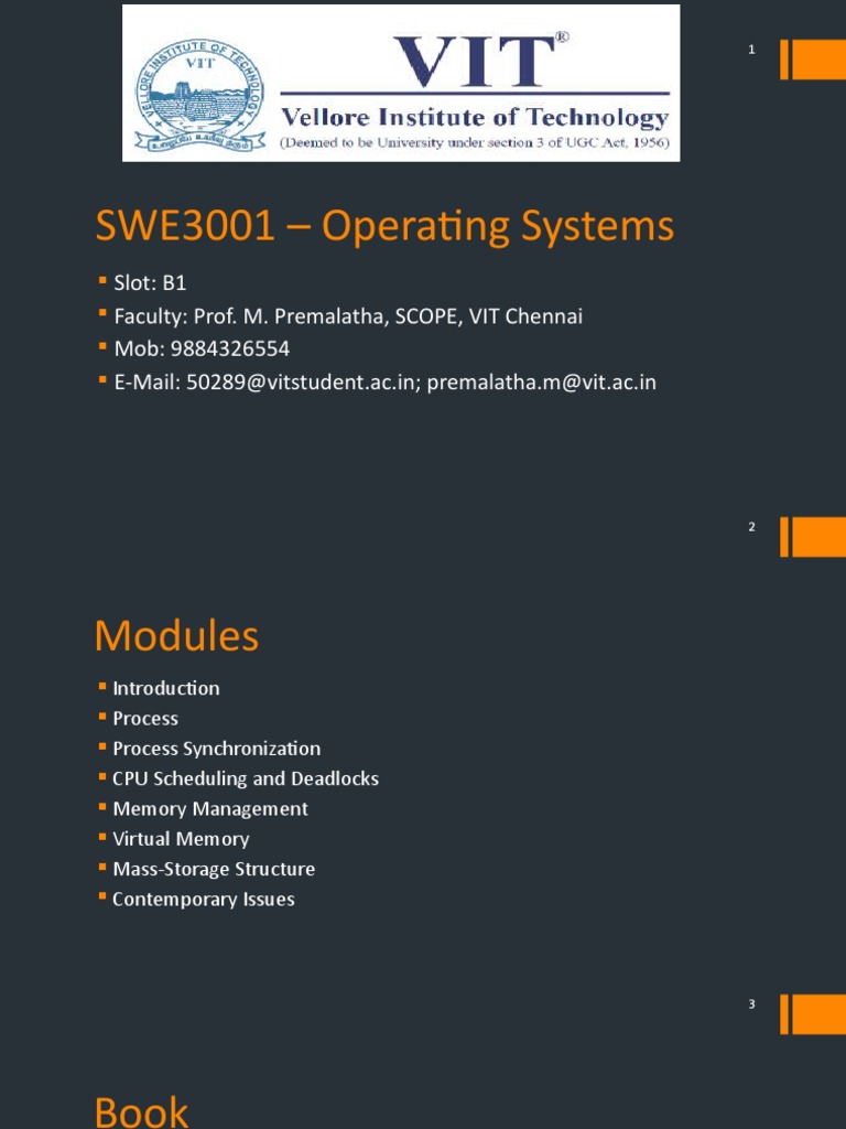 SWE3001 - Operating Systems | PDF | Operating System | Central Processing Unit