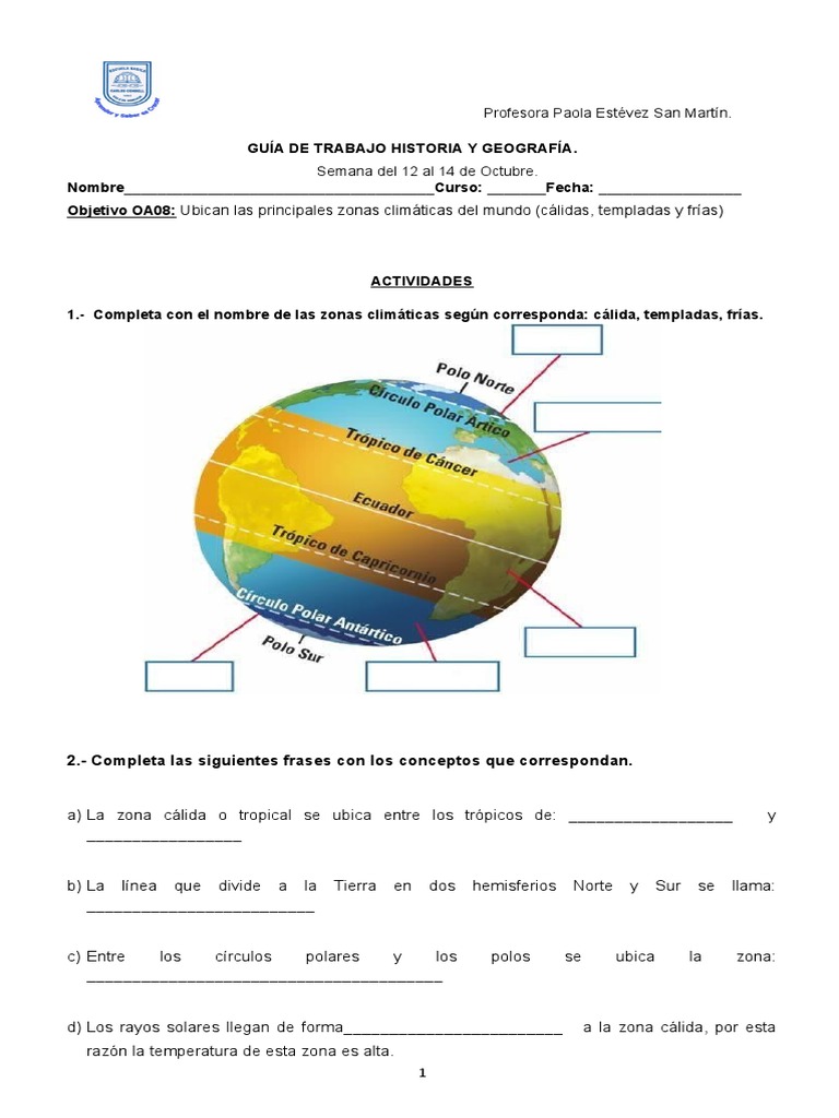 Guia Zonas Climaticas 3 Octubre | PDF | Ciencia y matemática