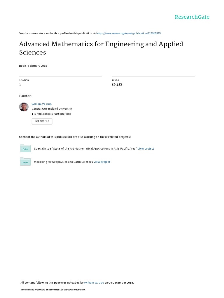 2ED Advanced Math William Guo ToC Ref | PDF | Matrix (Mathematics) | System Of Linear Equations
