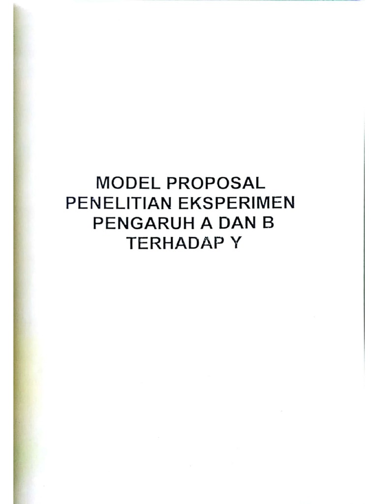 Model Proposal Penelitian Eksperimen | PDF