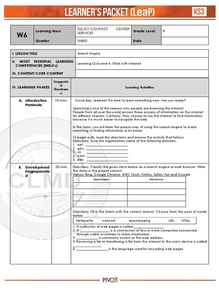 Tle Ict CS9 W6 | PDF | World Wide Web | Internet & Web