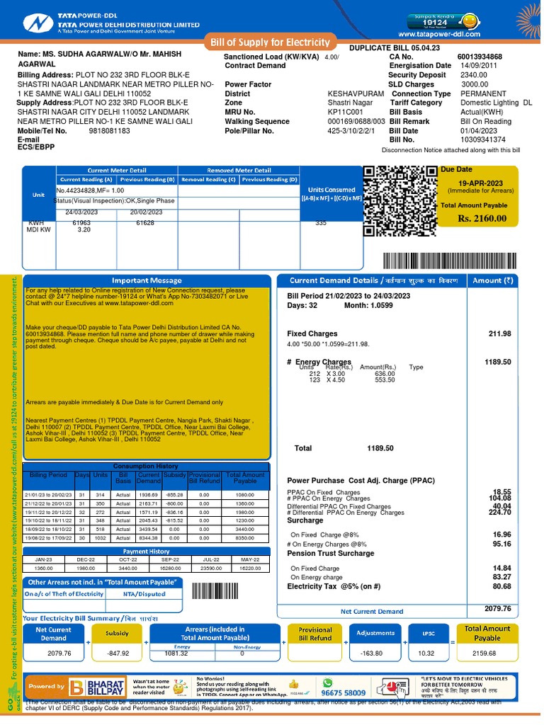 Electricity Bill Payment Instructions | PDF | Cheque | Payments