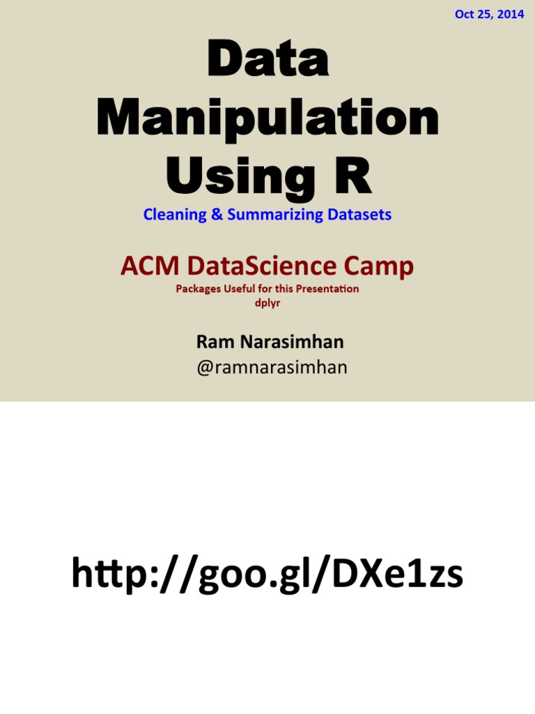 Data Manipulation Using R: Acm Datascience Camp | PDF