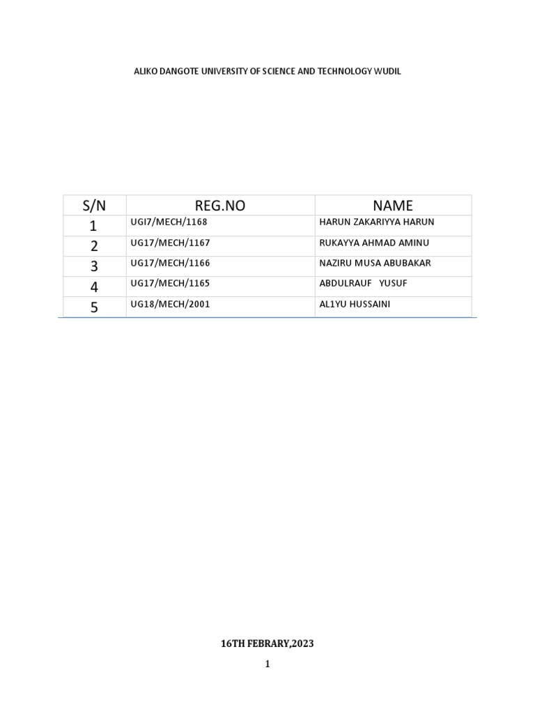 Aliko Dangote University of Science and Technology Wudi1 | PDF | Machines | Piston