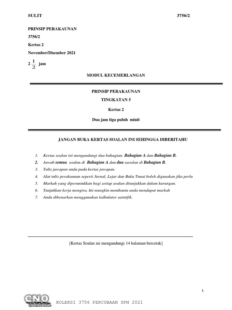 Pahang Prinsip Akaun Percubaan SPM Kertas 2 | PDF