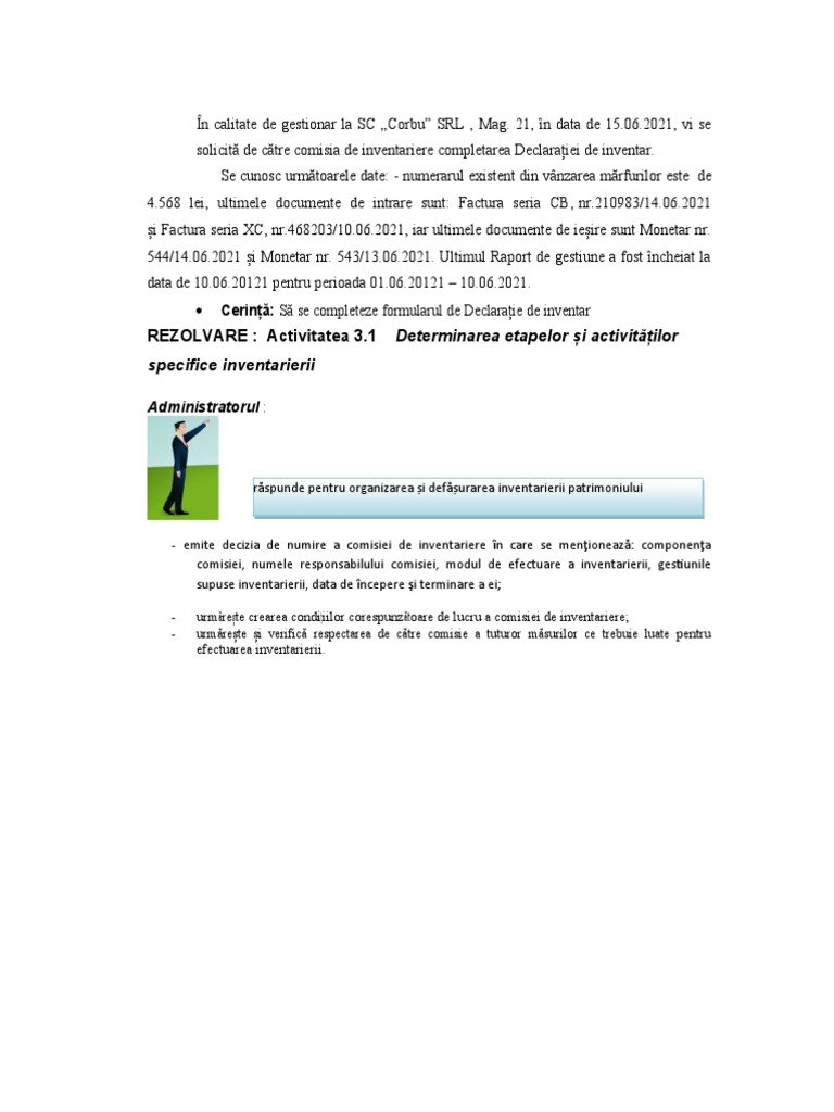 Fisa de Lucru Inventariere | PDF