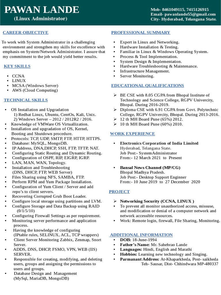 Resume 1622554790 | PDF | File Transfer Protocol | Computer Network