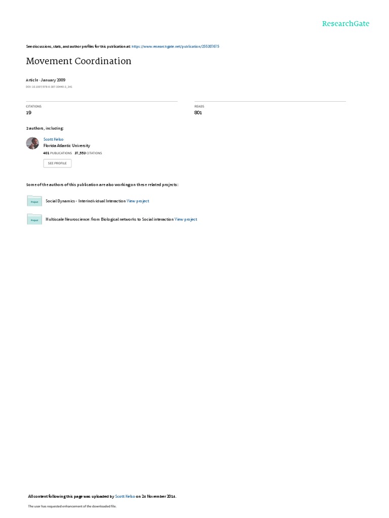 Fuchs Kelso | PDF | Motor Coordination | Phase Transition