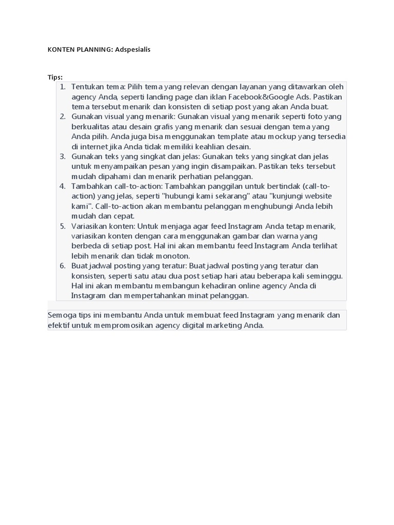 Konten Planning | PDF